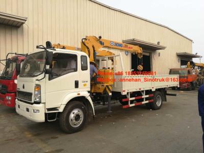 중국 Xcmg 기중기 4x2 6을 가진 Sinotruk Howo의 5T 트럭 산 기중기는 10T 화물 상자로 선회합니다 판매용