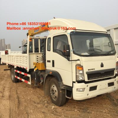 중국 Xcmg 기중기 4x2 6을 가진 Sinotruk Howo의 5T 트럭 산 기중기는 10T 화물 상자로 선회합니다 판매용