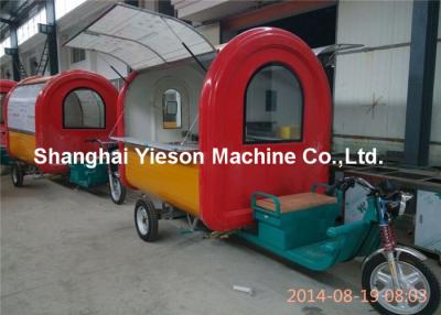 Cina Carretto all'aperto rosso e giallo degli alimenti a rapida preparazione per il serpeggiamento del caravan mobile in vendita