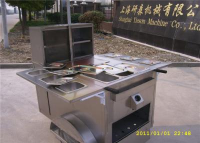 Cina 6 carretti di concessione del hot dog dei vassoi, carretti mobili 3 della cucina intossicano i vapori in vendita