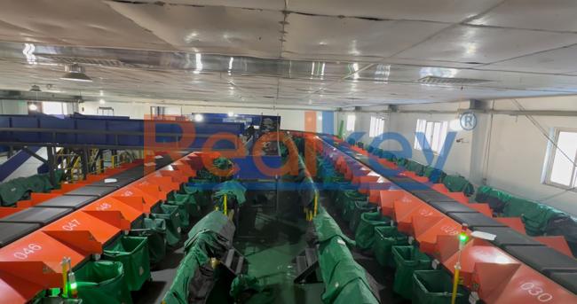 Cross Belt Sorter System in operation