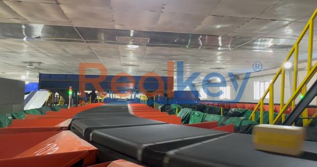 Close-up view of Cross Belt Sorter components