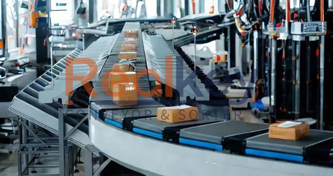 Close-up view of Cross Belt Sorter components and sorting mechanism