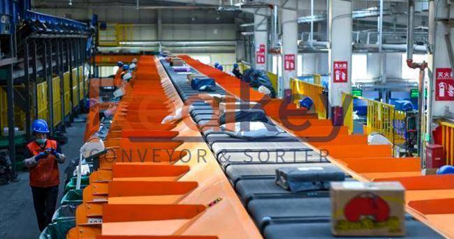 Detailed view of Cross Belt Sorter components and technology