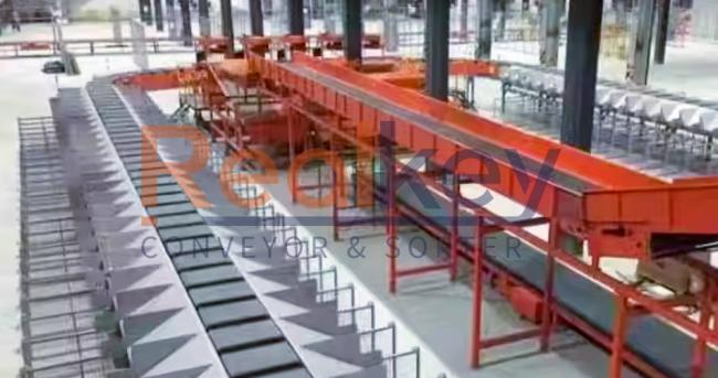 Close-up of Cross Belt Sorter mechanism