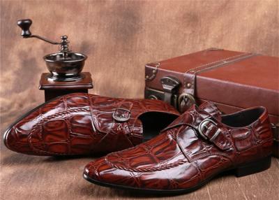 Cina Singole scarpe della cinghia del monaco degli uomini, scarpe di vestito dal dito del piede di Moc con il modello impresso del coccodrillo in vendita