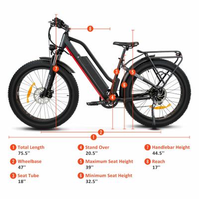 Chine 26 pouces 1000W 48V 17AH batterie au lithium 7 vitesses vélo de montagne électrique pour hommes adultes à vendre