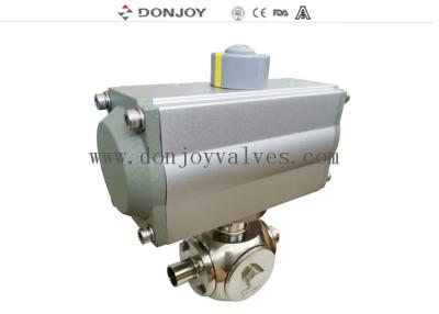 Cina Valvola a sfera sanitaria di modo SS304 3 con l'azionatore di alluminio orizzontale in vendita