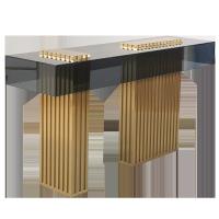 Quality Living Room Stainless Steel Console Table Wall Table With Brushed Gold Grey Acrylic Top Metal Legs for sale
