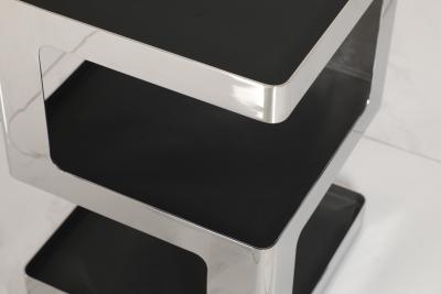 Κίνα Ατσάλινο Τελικό Τραπέζι Καφέ Μαύρο γυάλινο πάνω με καθρέφτη Φινίρισμα Προσαρμοσμένο σχέδιο προς πώληση