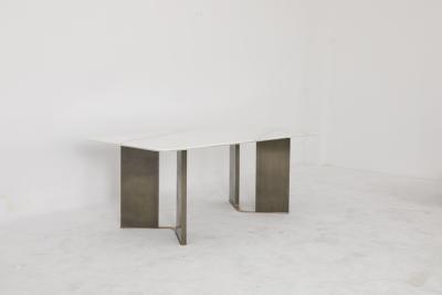 Chine Tables à manger contemporaines en marbre avec une base en acier inoxydable à vendre