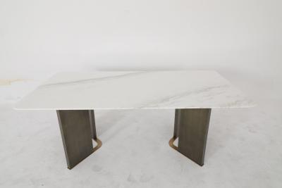 Chine Tables à manger contemporaines en marbre avec une base en acier inoxydable à vendre