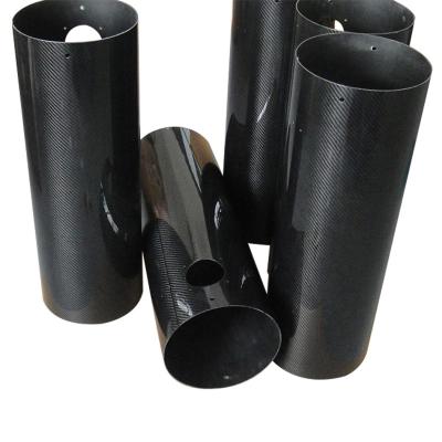 China superficie acabada brillante del tubo de la fibra de carbono de la tela cruzada 3K alta en venta