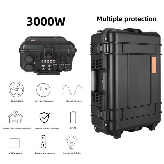3000W LiFePO4 Mobile Power Station Outdoor Camping Emergency Generator Portable Balcony Household Energy Storage Power Station