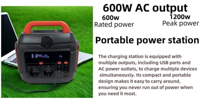 600W Portable Outdoor Mobile Power Family Camping Solar Power Station