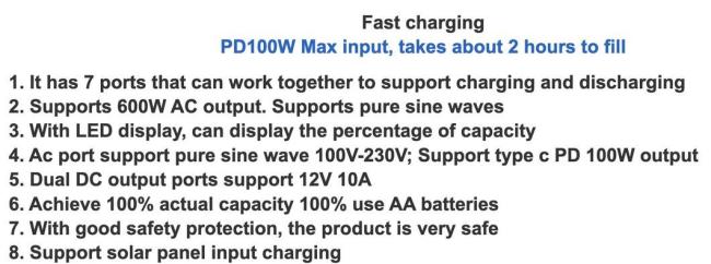 High Quality 110V/220V/300W288wh/600W Outdoor Emergency Portable Power Station