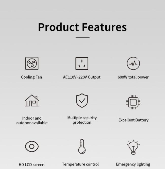 Factory Direct Sales of 110 V / 220 V / 600 W / 300 W / 1500 W/Lithium Battery Emergency Outdoor Mobile Power, Portable Power Station