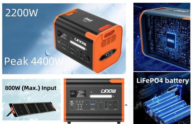 Multi-Function Output 2200W Portable Power Station UPS Uninterruptible Power Supply Solar Input 800W Generator