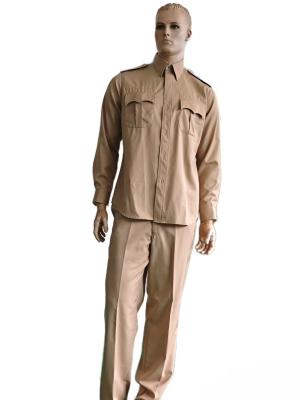 China Classic Khaki Officer's Dress Uniform Set Wool Blend Long Sleeve Straight Leg for sale