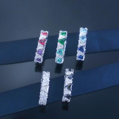 Vintage Geometry Triangle Diamond Sterling Silver CZ Rings S925 Customized
