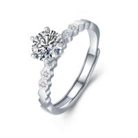 Quality Six Claws 1CT Silver Moissanite Solitaire Engagement Rings Birthstones S925 Engraved for sale