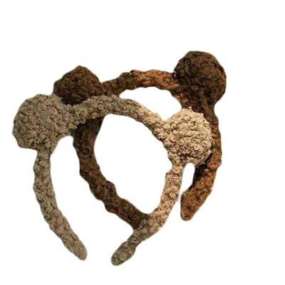 Cina Fronte antiscorrimento femminile della forcella della peluche dell'orecchio dell'orso che lava la fascia della peluche in vendita