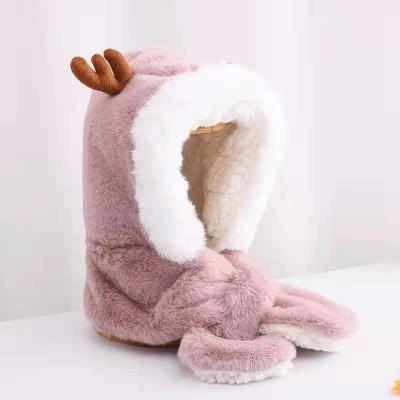 Cina Cappuccio dell'orecchio integrato sciarpa calda dell'inverno di Antler della peluche dei bambini adorabili del cappuccio in vendita