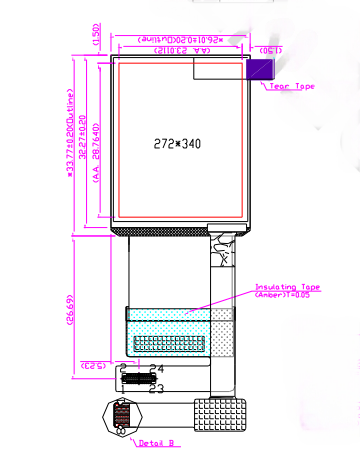 Pin definition diagram for HX0145A-CP AMOLED display