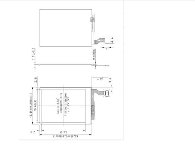 3.92 inch AMOLED display pin definition diagram