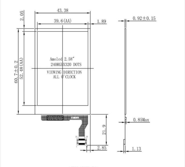 AMOLED display pin definition diagram
