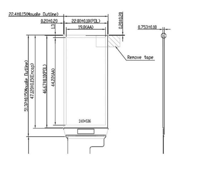 AMOLED display technical drawing