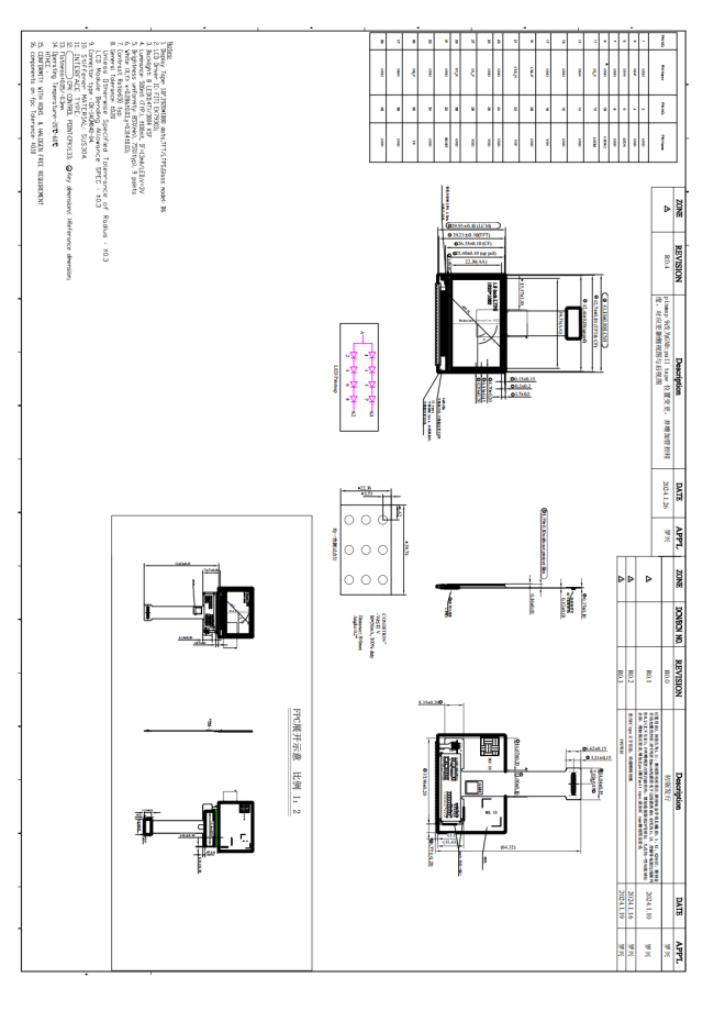 TFT display pin definition diagram