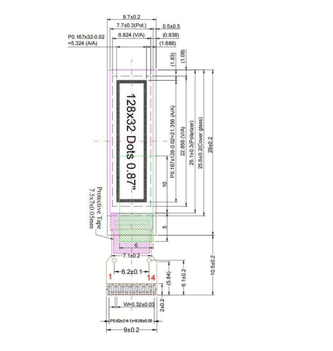Pinout diagram of OLED display