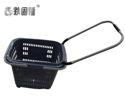 China Supermarkt-Handlebensmittelgeschäft-Korb mit Zertifikat ISO9001 der Rad-350×250×185mm zu verkaufen