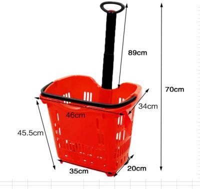 China Supermarkt-Handlebensmittelgeschäft-Korb mit Zertifikat ISO9001 der Rad-350×250×185mm zu verkaufen