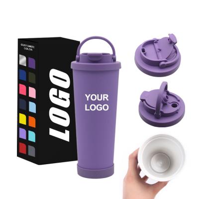 Chine Tumbler isolé en acier inoxydable à paille avec revêtement en céramique et base en silicone à vendre