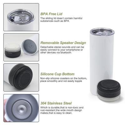 Chine 20oz Capacité haut-parleur de musique Tumbler Design de style américain avec lumière LED amovible à vendre