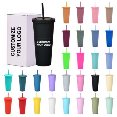 Κίνα Αμερικάνικος στυλ 710ML / 24oz επαναχρησιμοποιήσιμα BPA ελεύθερα πλαστικά tumblers με καπάκια και καλαμάκια προς πώληση