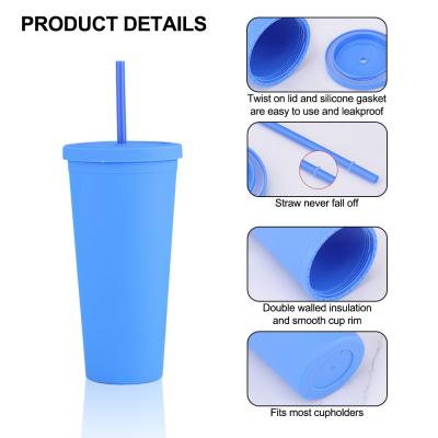 Κίνα Αμερικάνικος στυλ 710ML / 24oz επαναχρησιμοποιήσιμα BPA ελεύθερα πλαστικά tumblers με καπάκια και καλαμάκια προς πώληση