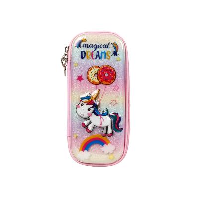 China Waterproof 3d Eva Pencil Case Custom Unicorn Kawaii Stationery Pencil Pouch 65g for sale