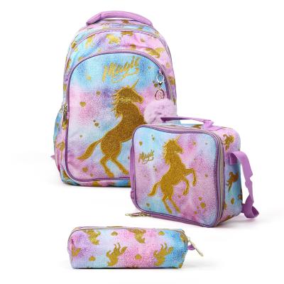Cina Zainetto personalizzato 3 in 1 Supercarino Unicorno, set zaino scolastico, borsa per il pranzo, astuccio in vendita