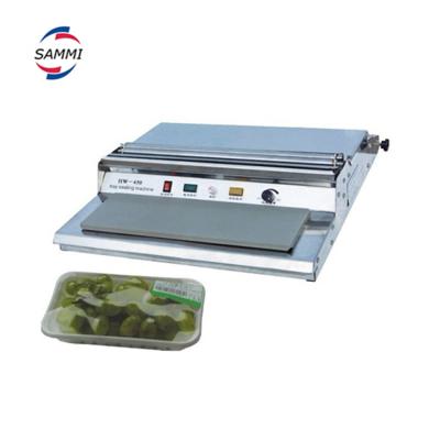 China HW-450 Tray Sealing Machine/Stretch Wrapping Machine/Food Tray Wrap Machine for sale