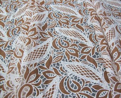 Chine Maille bleue de feuille de tissu de dentelle de polyester de coton avec la teinture qui respecte l'environnement (CY-DK0024) à vendre