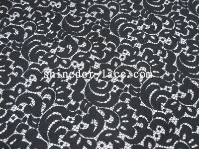 Chine Azo écologique SYD-0036Z de teinture libre de fleur de coton de tissu en nylon noir de dentelle à vendre