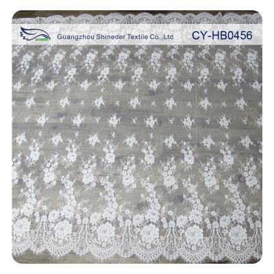 중국 인쇄되는 상아빛 나일론 꽃 Chantilly Embroideried 레이스 직물 관례 판매용