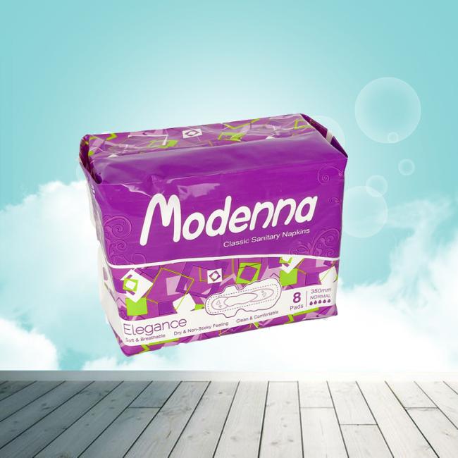 Sanitary pad with wings close-up view