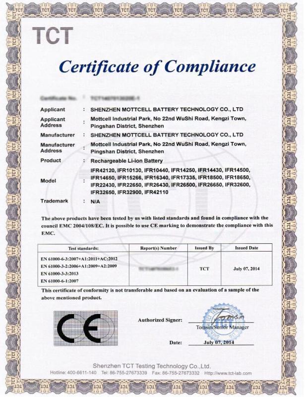 CB certification - Shenzhen Mottcell New Energy Technology Co., Ltd.