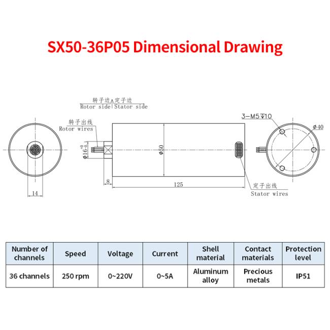 GK0522-2PS through-hole slip ring dimensional diagram