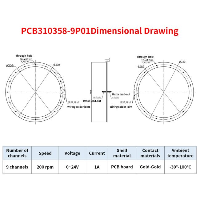 Technical drawing of 650A high-current liquid slip ring showing dimensions and component layout