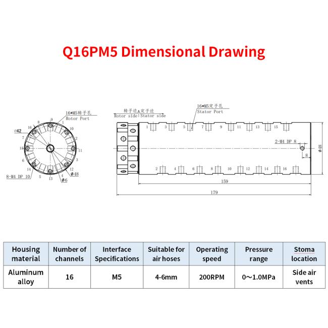 Technical drawing of 650A high-current liquid slip ring showing dimensions and component layout